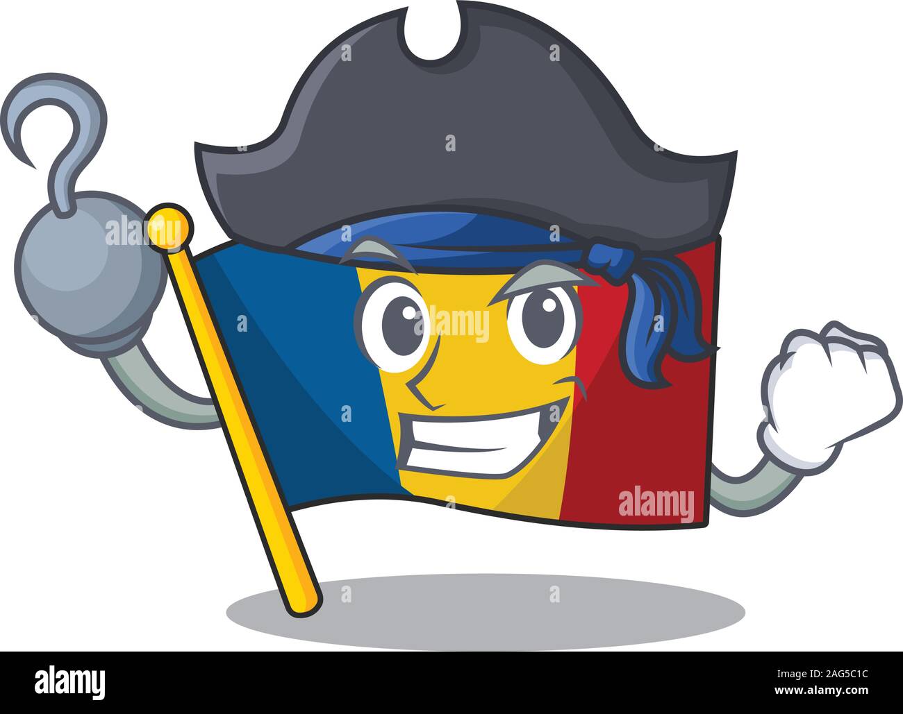 one hand Pirate flag chad Scroll cartoon style with hat Stock Vector ...