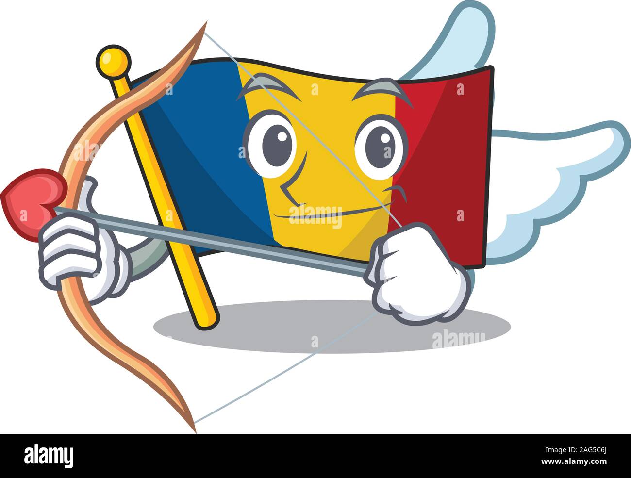 Cute flag chad Scroll Cupid cartoon character with arrow and wings ...