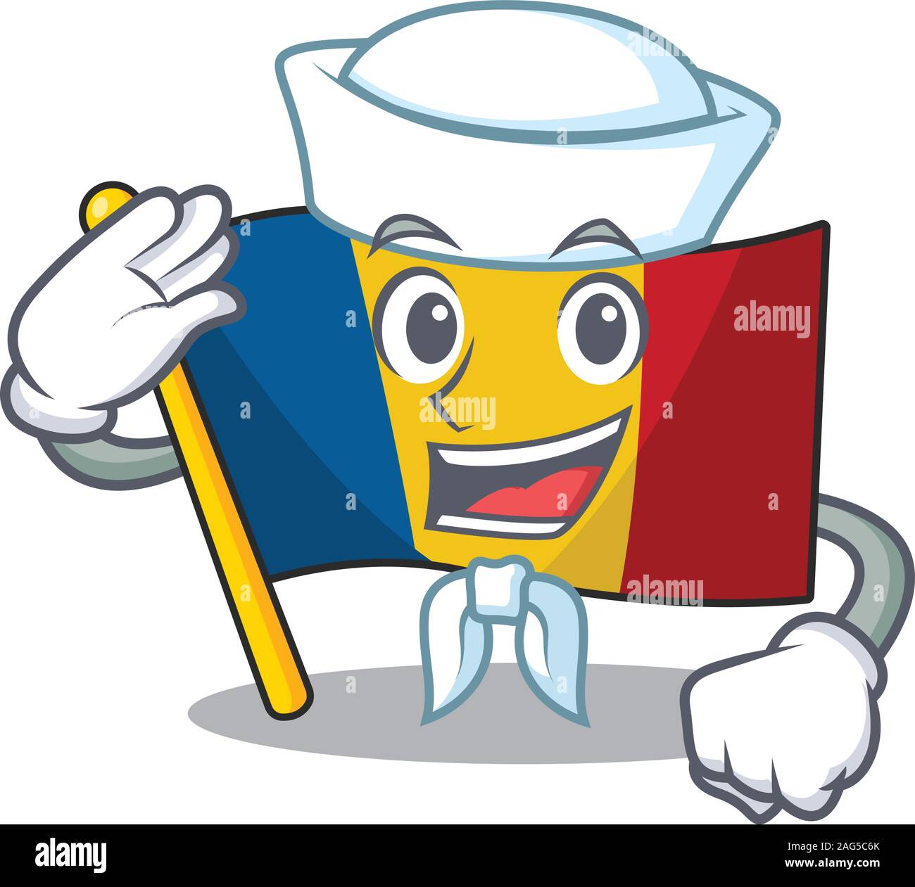 An icon of flag chad Scroll Sailor cartoon character wearing hat Stock ...