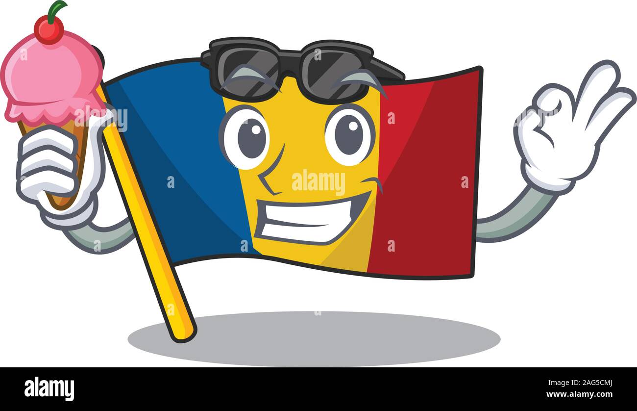 Happy cartoon of flag chad Scroll with ice cream Stock Vector Image ...