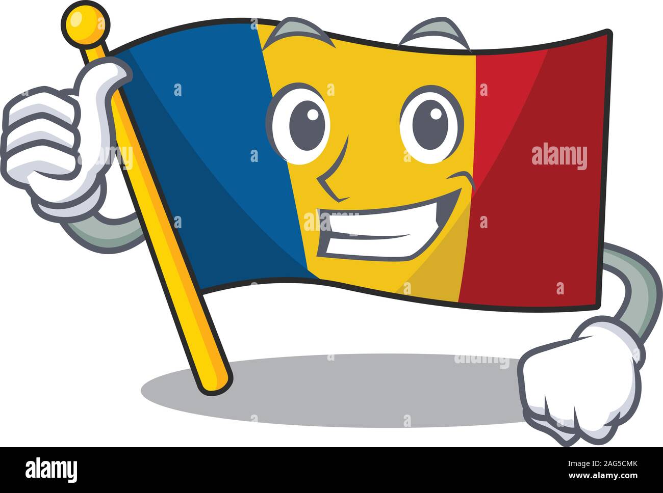 Smiley mascot of flag chad Scroll making Thumbs up gesture Stock Vector ...