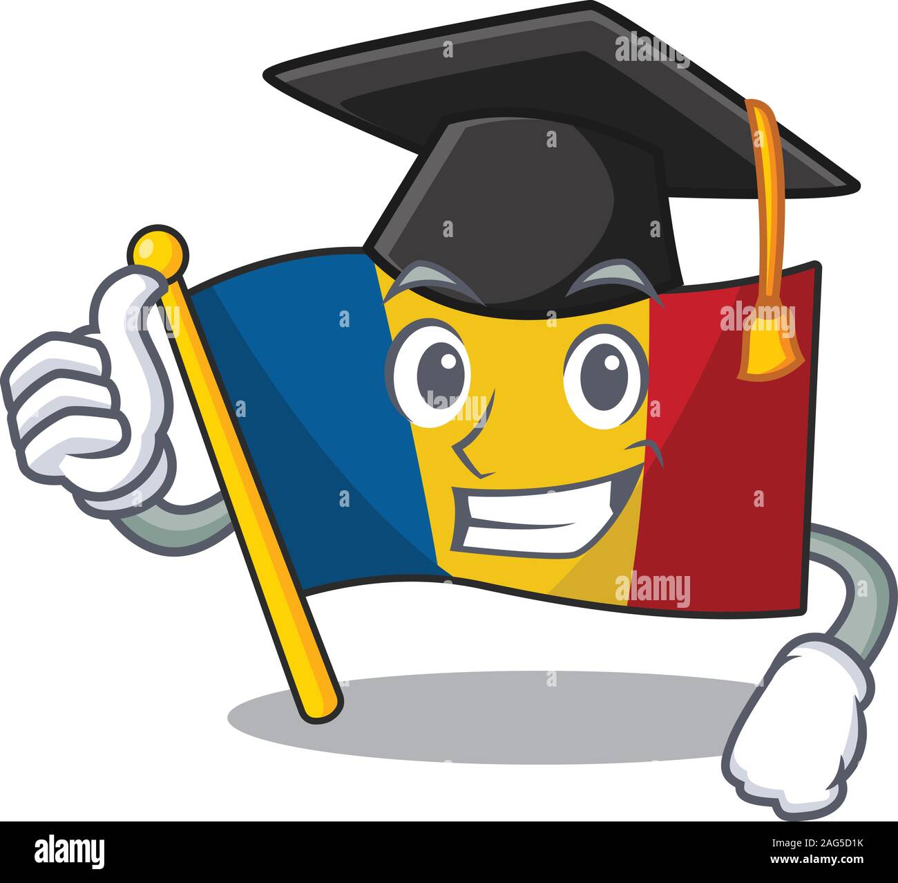 happy flag chad Scroll wearing a black Graduation hat Stock Vector ...