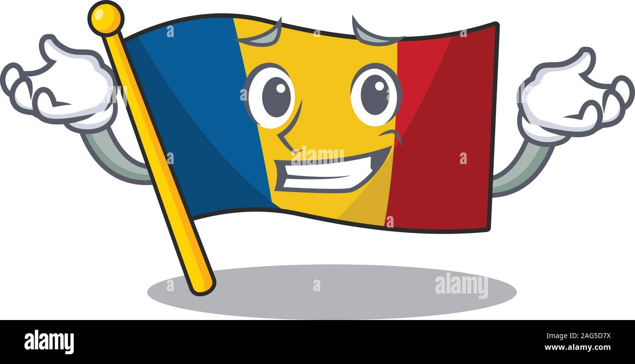 Cute and Cool Grinning flag chad Scroll mascot cartoon style Stock ...