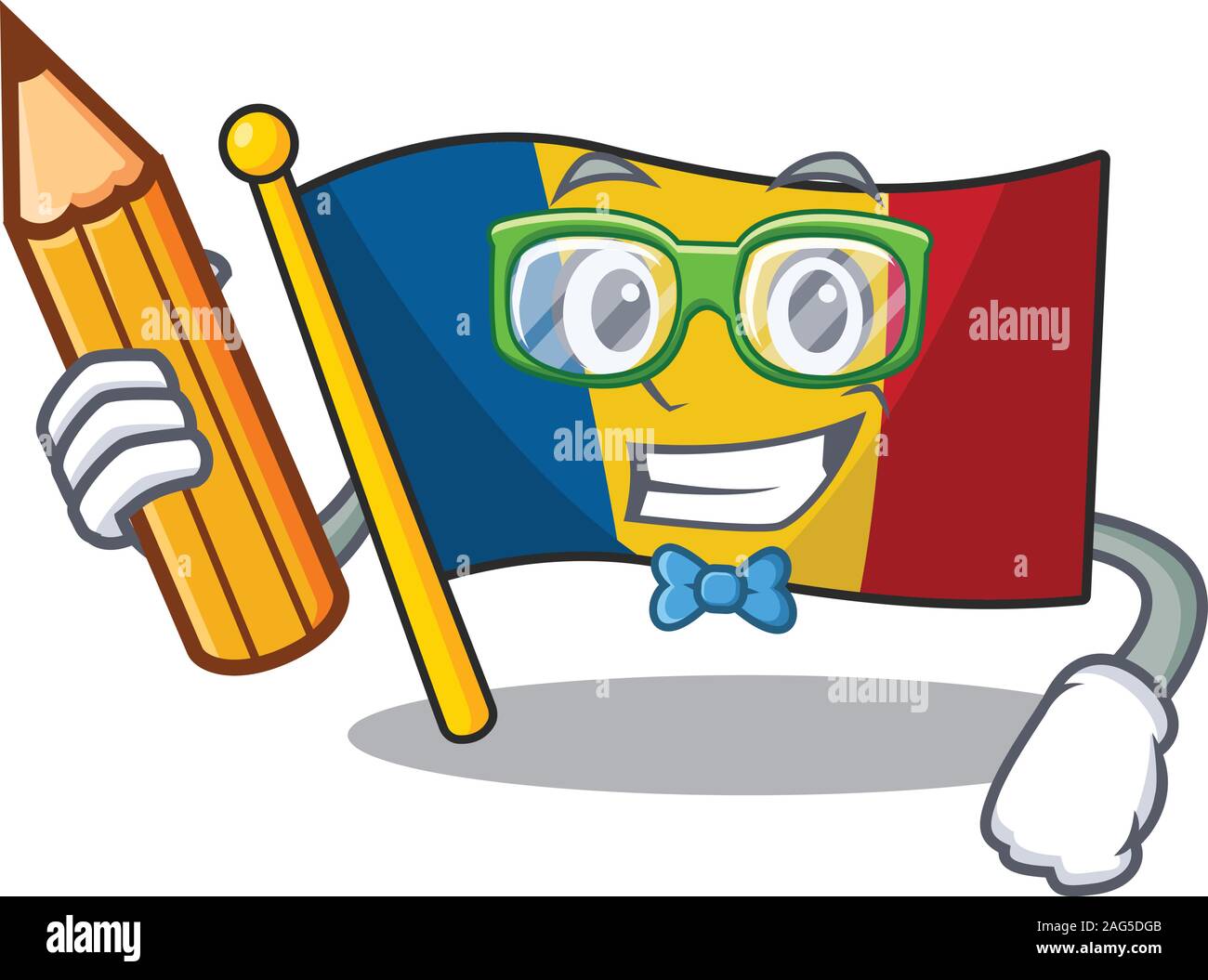 Cool smart Student flag chad Scroll character holding pencil Stock ...