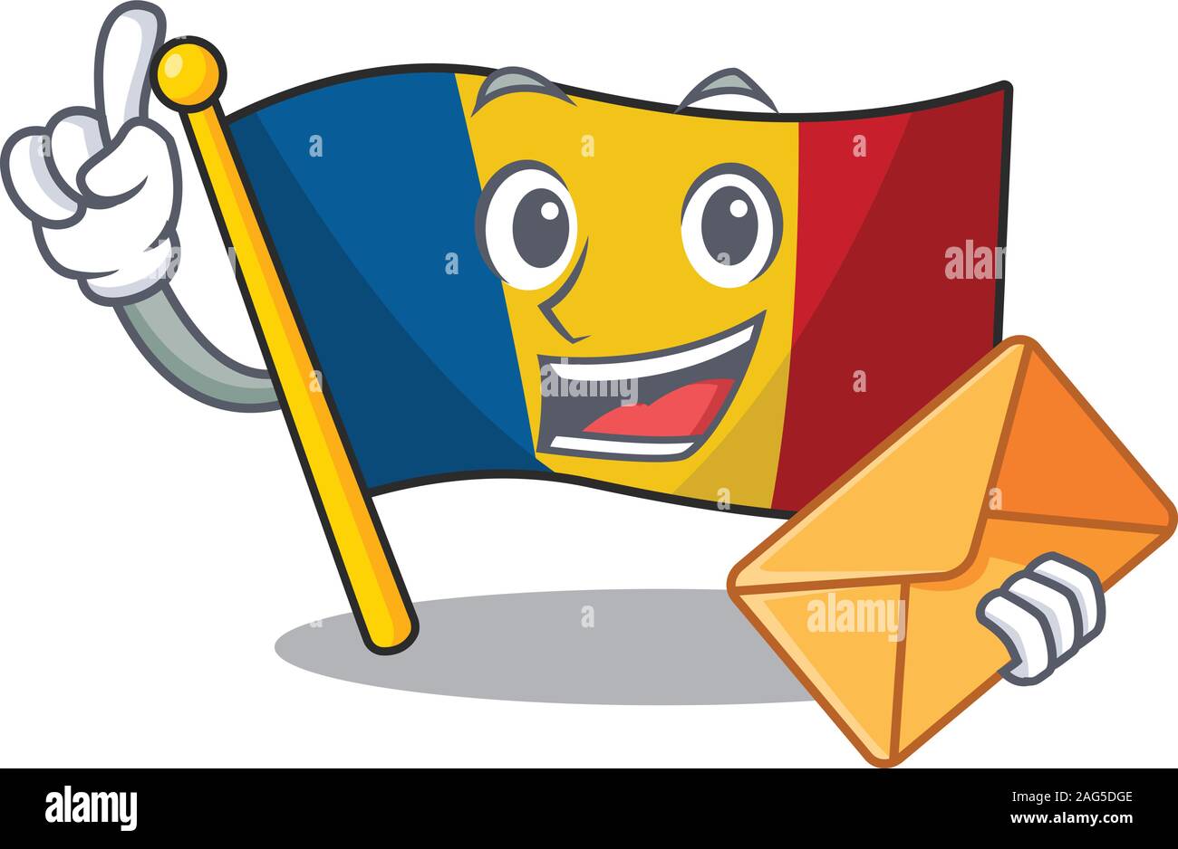 Happy face flag chad Scroll mascot design with envelope Stock Vector ...