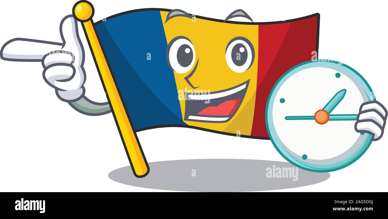 smiling flag chad Scroll cartoon character style with clock Stock ...