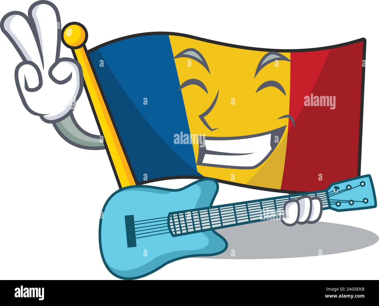 Supper cool flag chad Scroll cartoon performance with guitar Stock ...