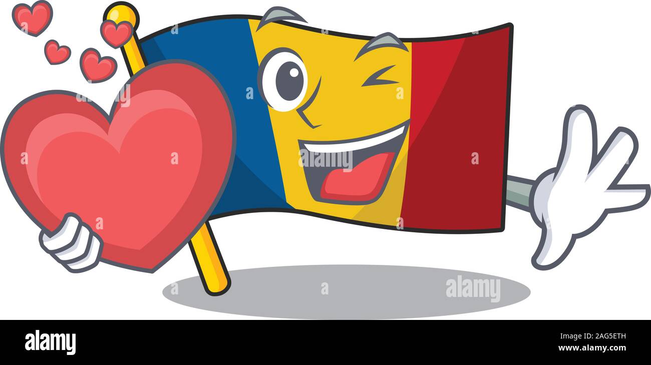 Funny Face flag chad Scroll cartoon character With heart Stock Vector ...