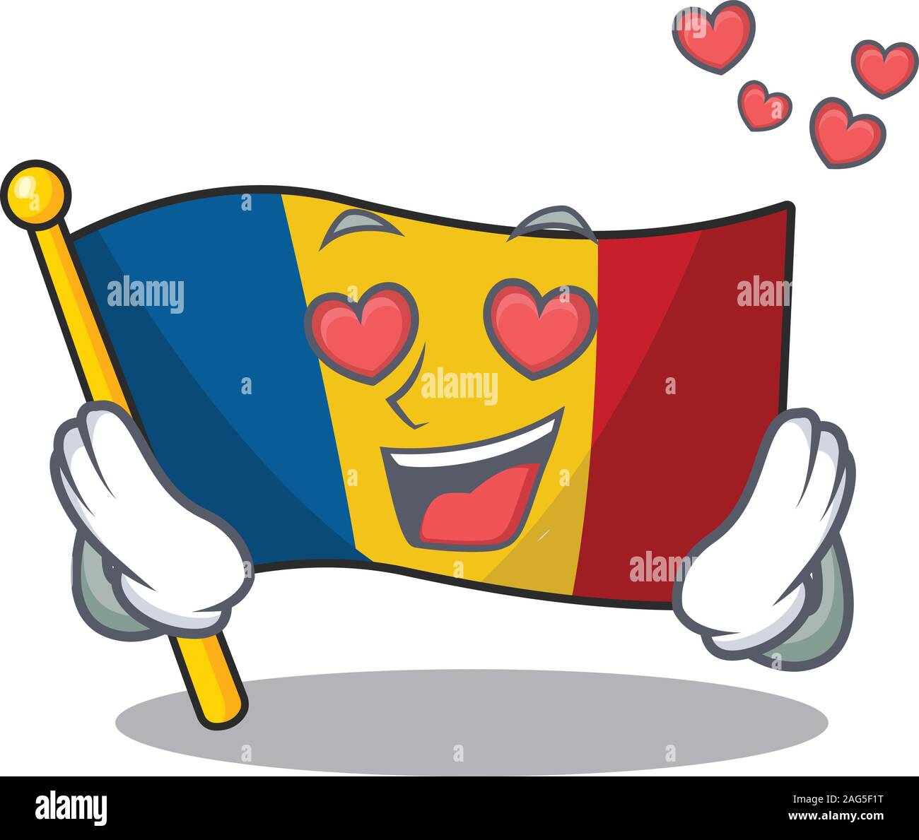 falling In love cute flag chad Scroll cartoon mascot design Stock ...