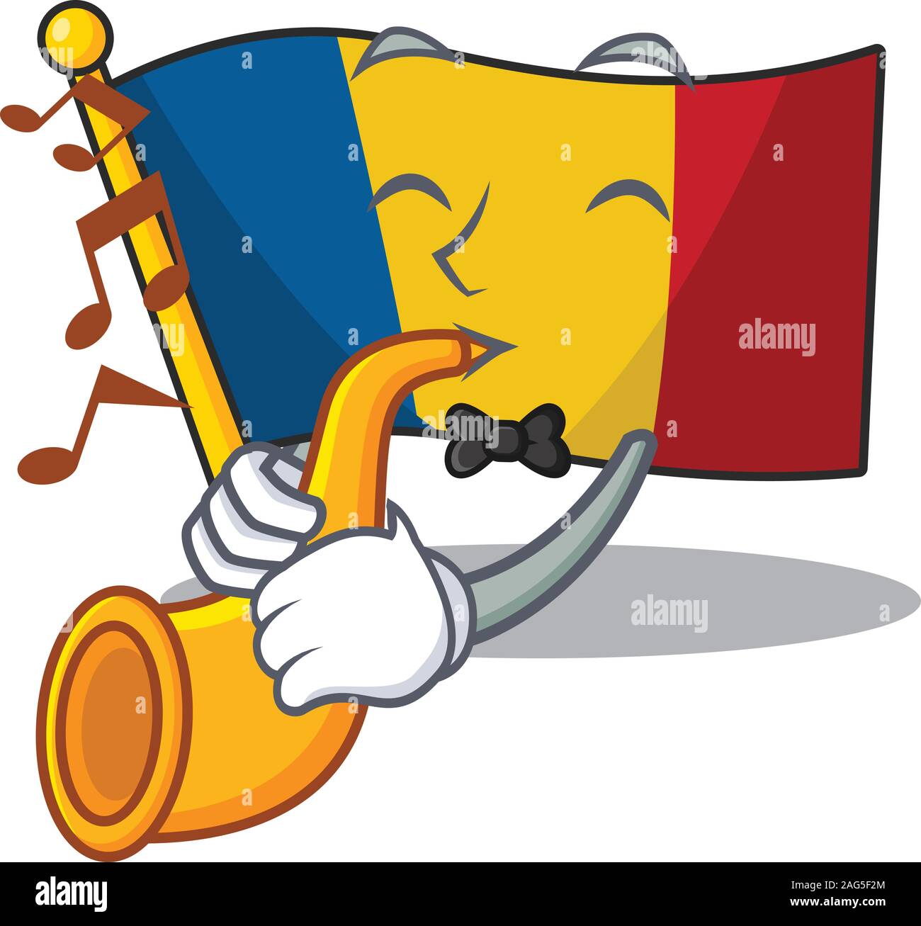 Flag chad Scroll cartoon character design performance with trumpet ...