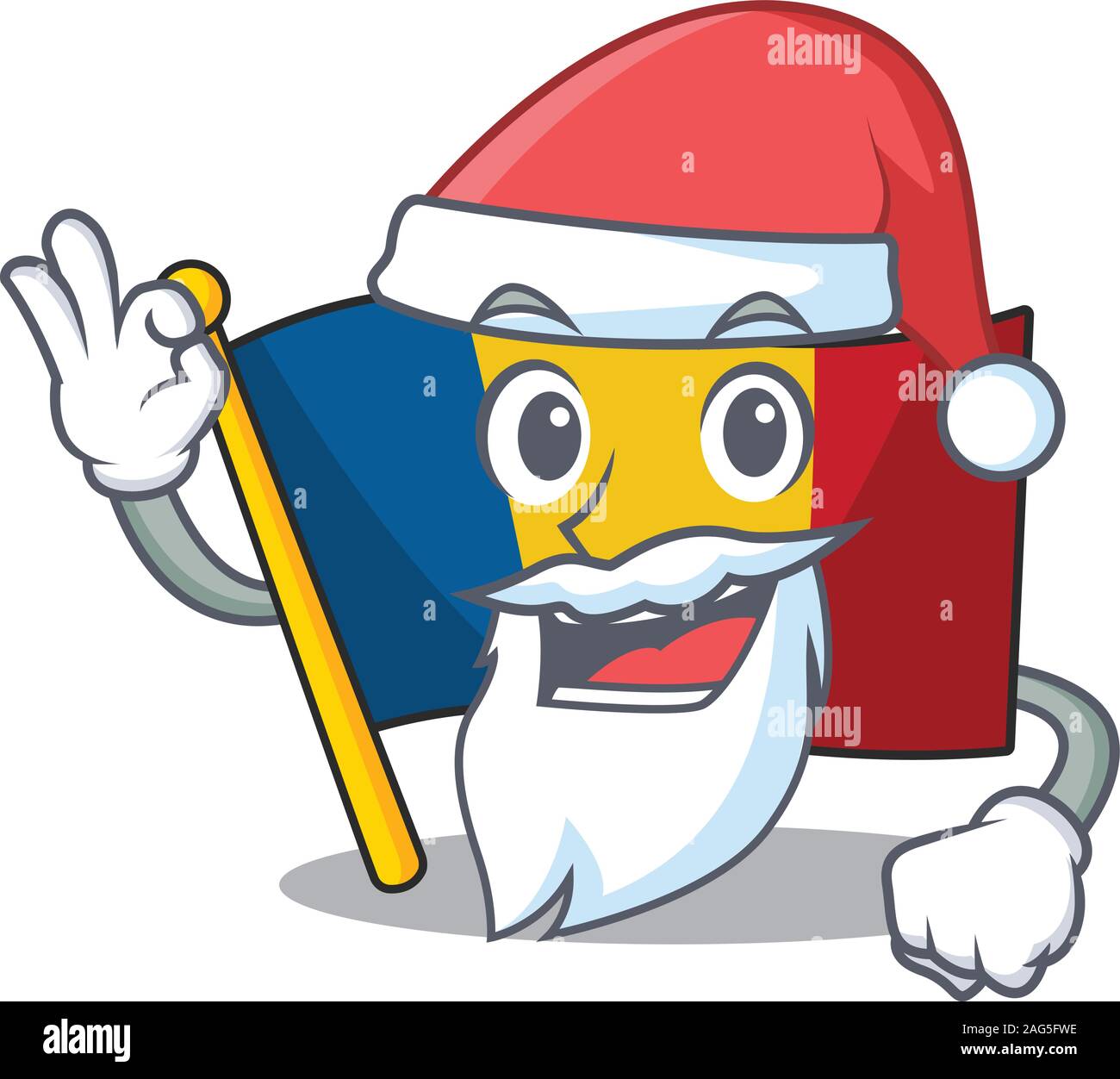 Santa flag chad Scroll cartoon character design with ok finger Stock ...