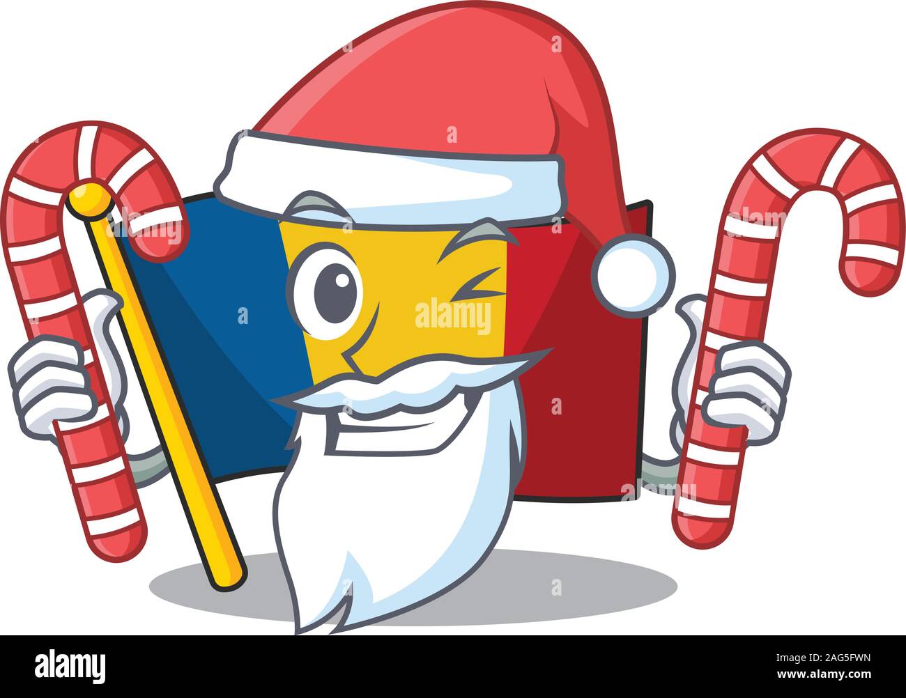 Happy flag chad Scroll Cartoon character in Santa with candy Stock ...