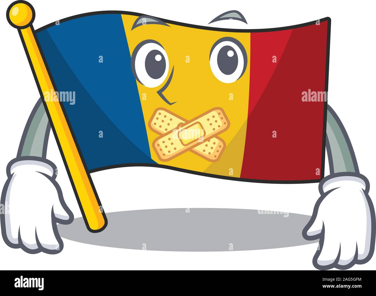 Flag chad Scroll mascot cartoon character design on silent gesture ...