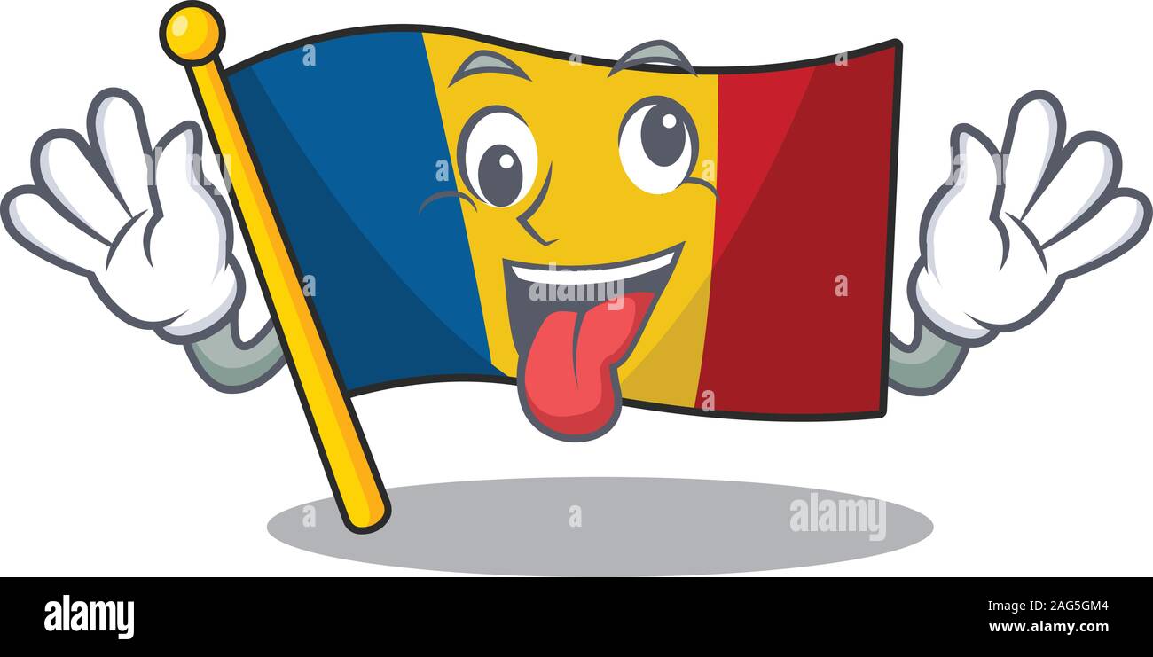 Mascot of crazy face flag chad Scroll Cartoon character style Stock ...