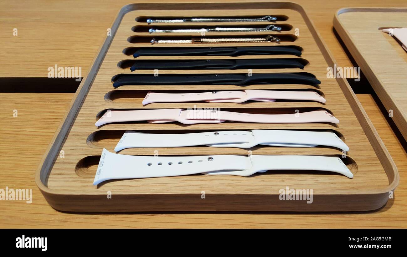 BANGKOK, THAILAND - DECEMBER 13, 2019: The part of Apple watch such as ...