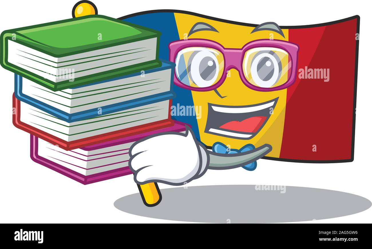 Smart Student flag chad Scroll mascot cartoon with book Stock Vector ...
