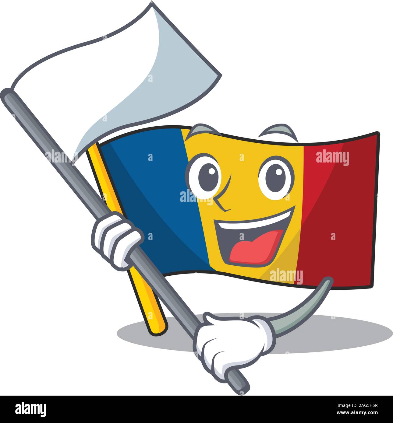 cute flag chad Scroll cartoon character style with standing flag Stock ...