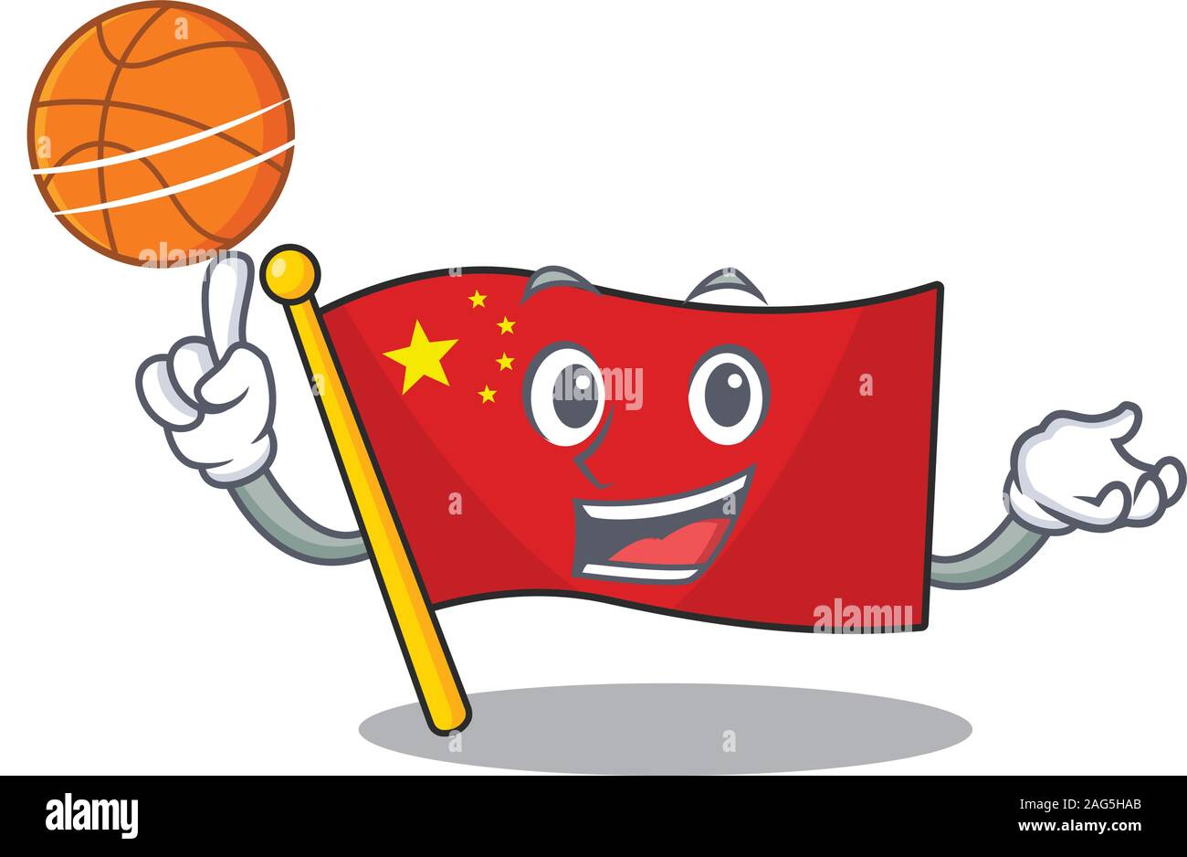 An icon of flag china Scroll cartoon character playing basketball Stock ...