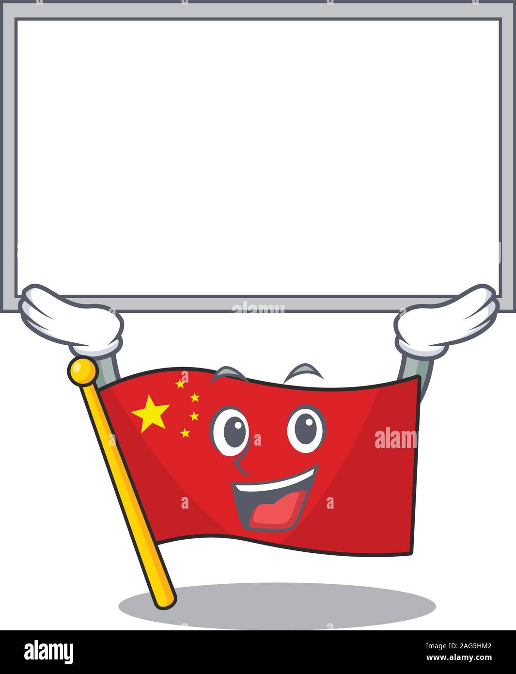 Happy cartoon character flag china Scroll raised up board Stock Vector ...