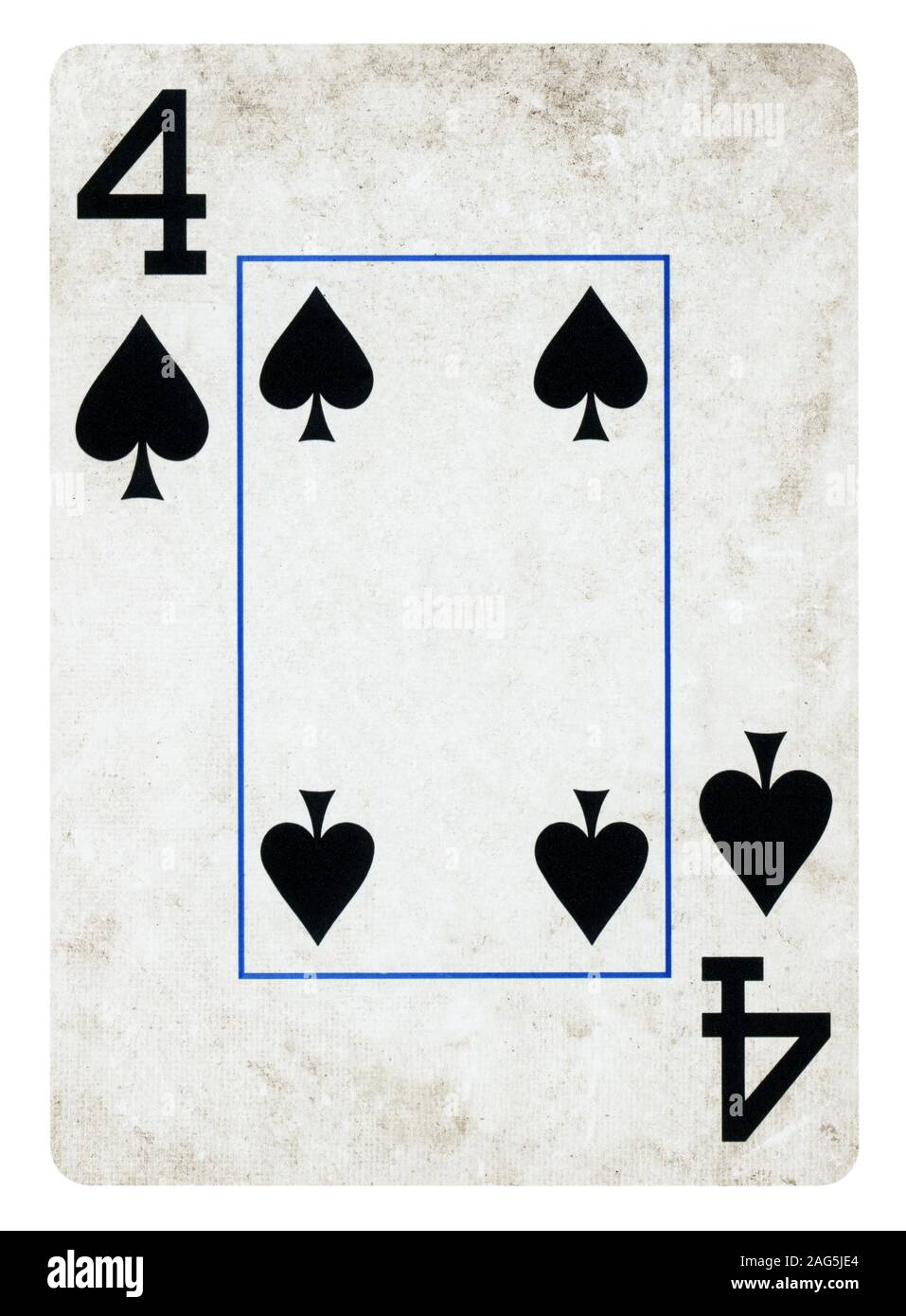 Four of Spades Vintage playing card - isolated on white (clipping path ...