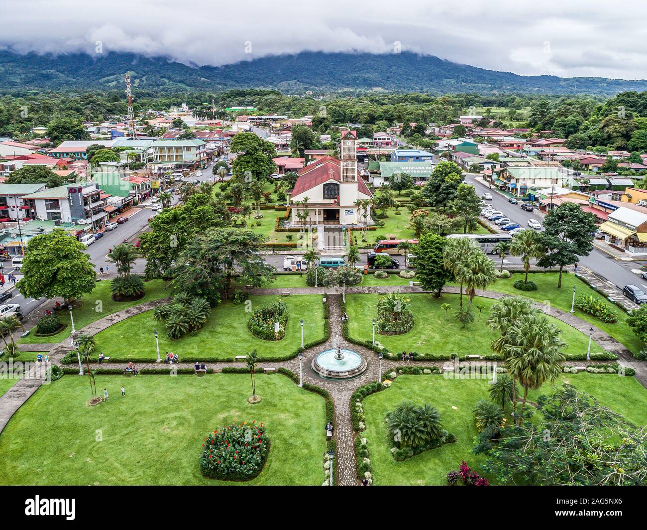 La Fortuna village, Costa Rica 12.11.19 - Aerial view of town and ...