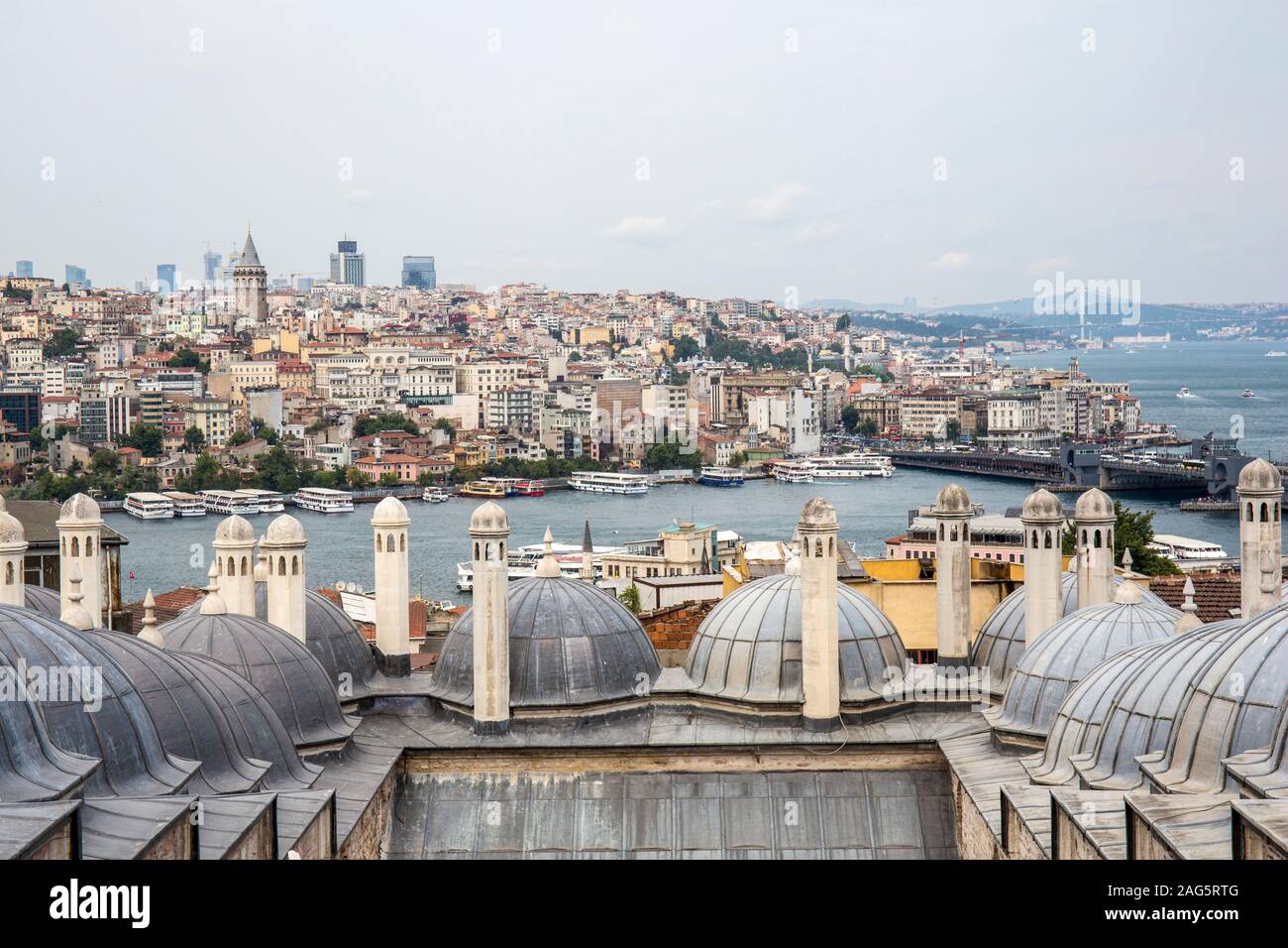 Suleymaniye Mosque Complex and Bosphorus in Istanbul, Turkey Stock ...