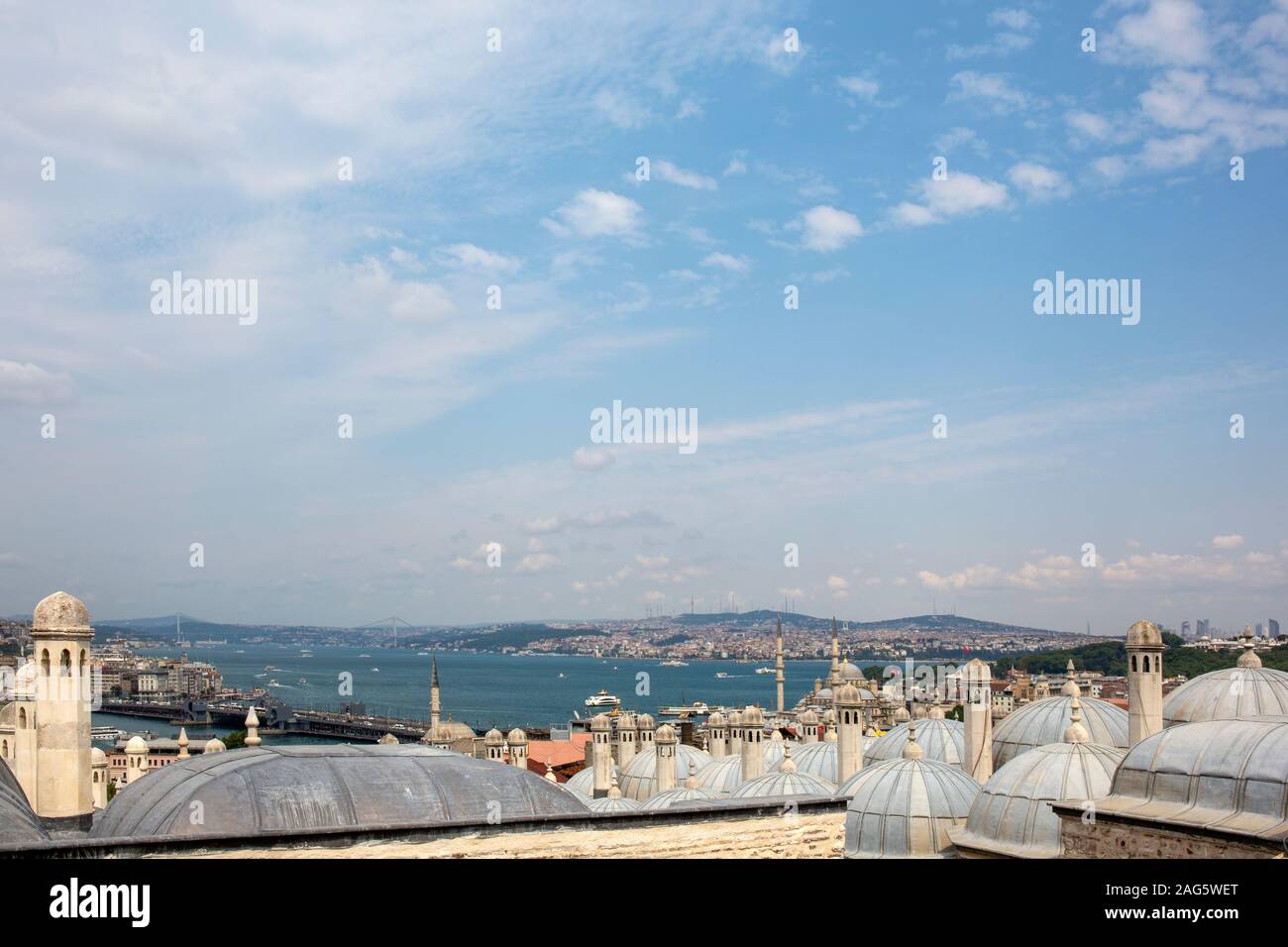 Suleymaniye Mosque Complex and Bosphorus in Istanbul, Turkey Stock ...