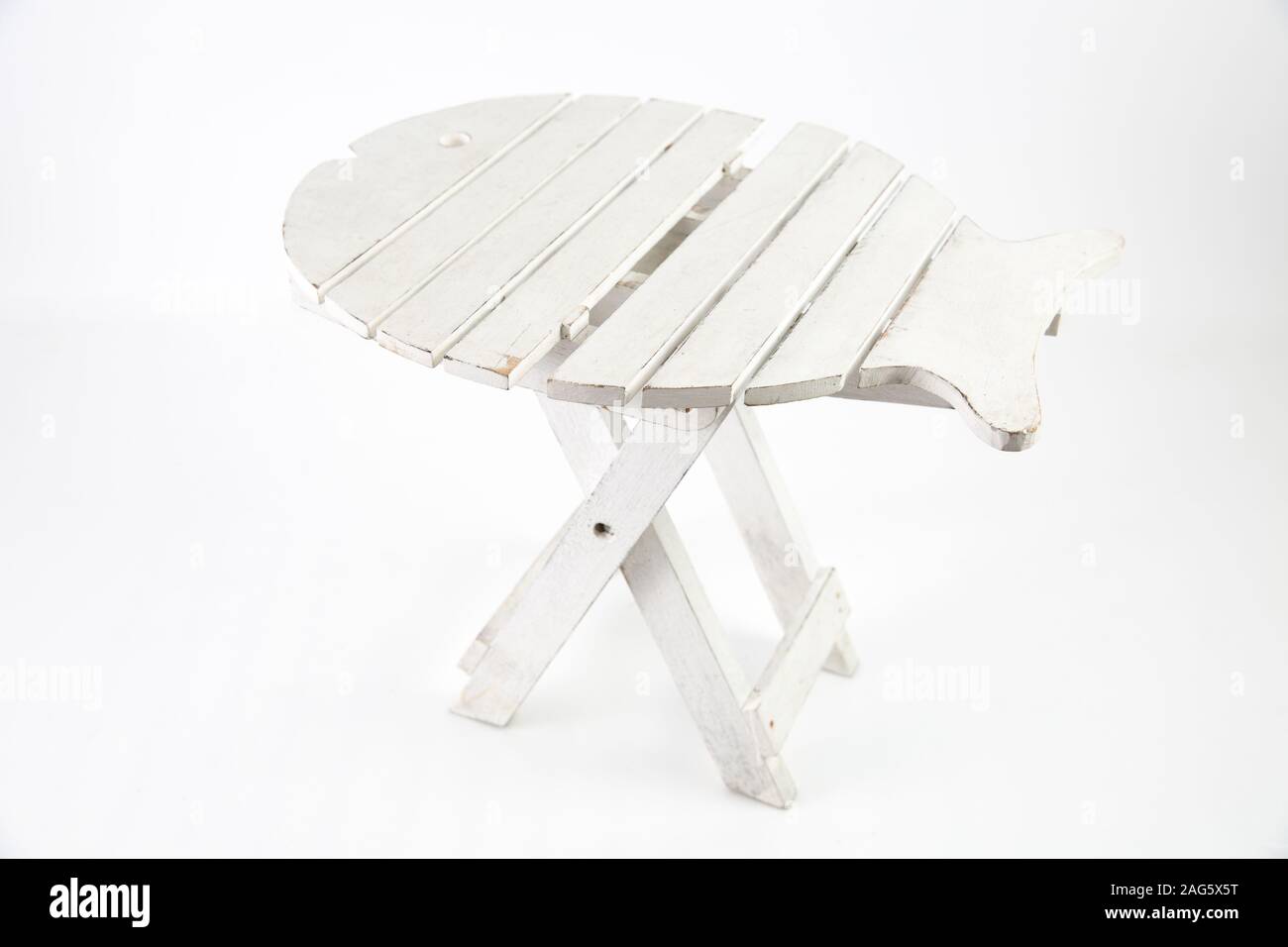 Wooden white outdoor table isolated on a white background Stock Photo ...