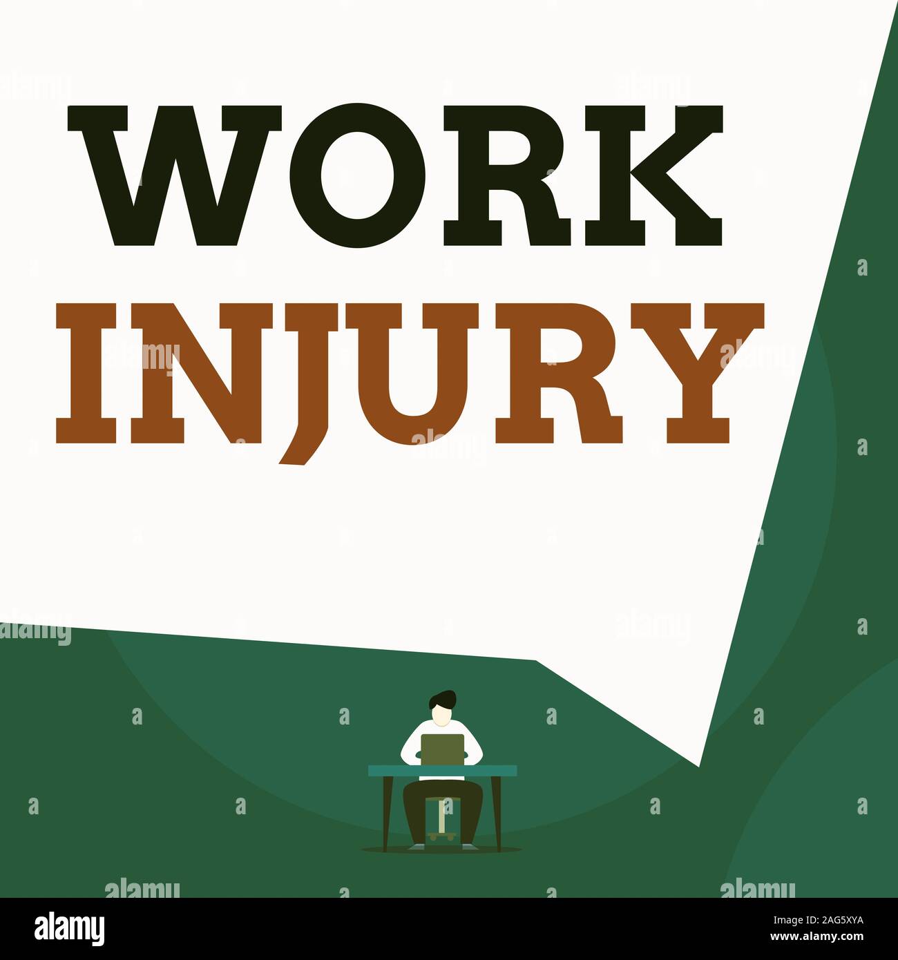 Writing note showing Work Injury. Business concept for illness caused ...