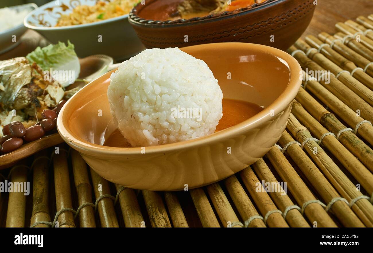 Omo Tuo and Groundnut Soup, staple food made with rice, Ghanaian ...