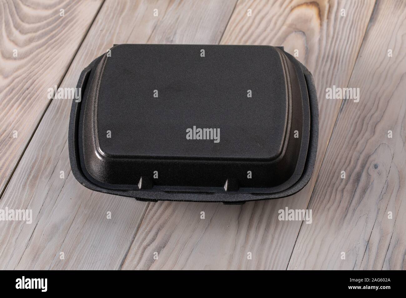 Black polystyrene foam container, box with lid Stock Photo - Alamy
