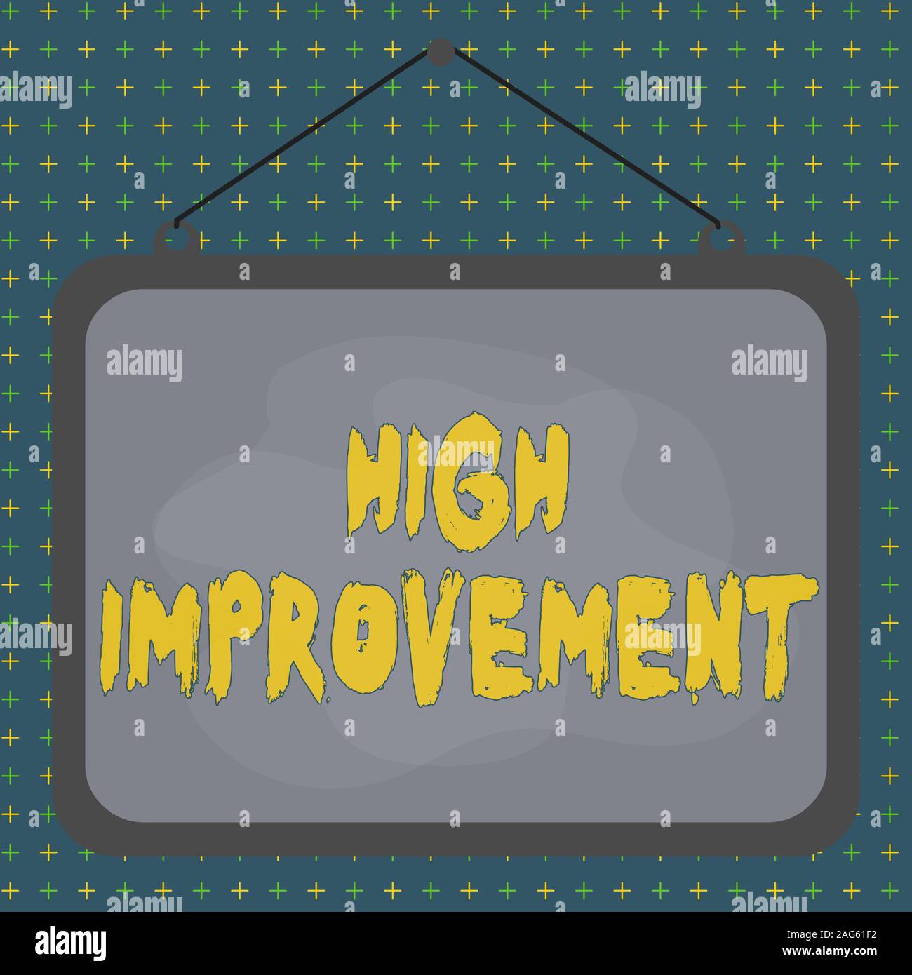 Text sign showing High Improvement. Business photo showcasing addition ...