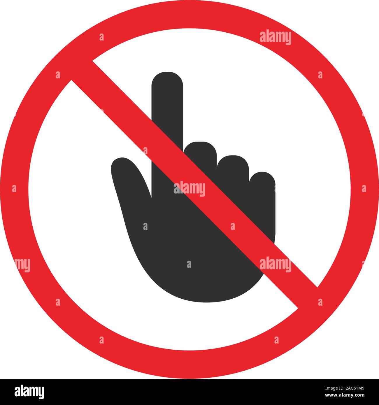 No Hand cursor sign icon. Do not touch or press. Hand pointer symbol ...