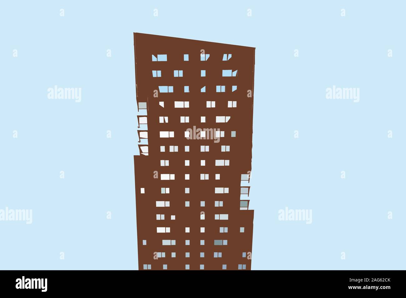 Modern building with different architectural twists isolated on light ...