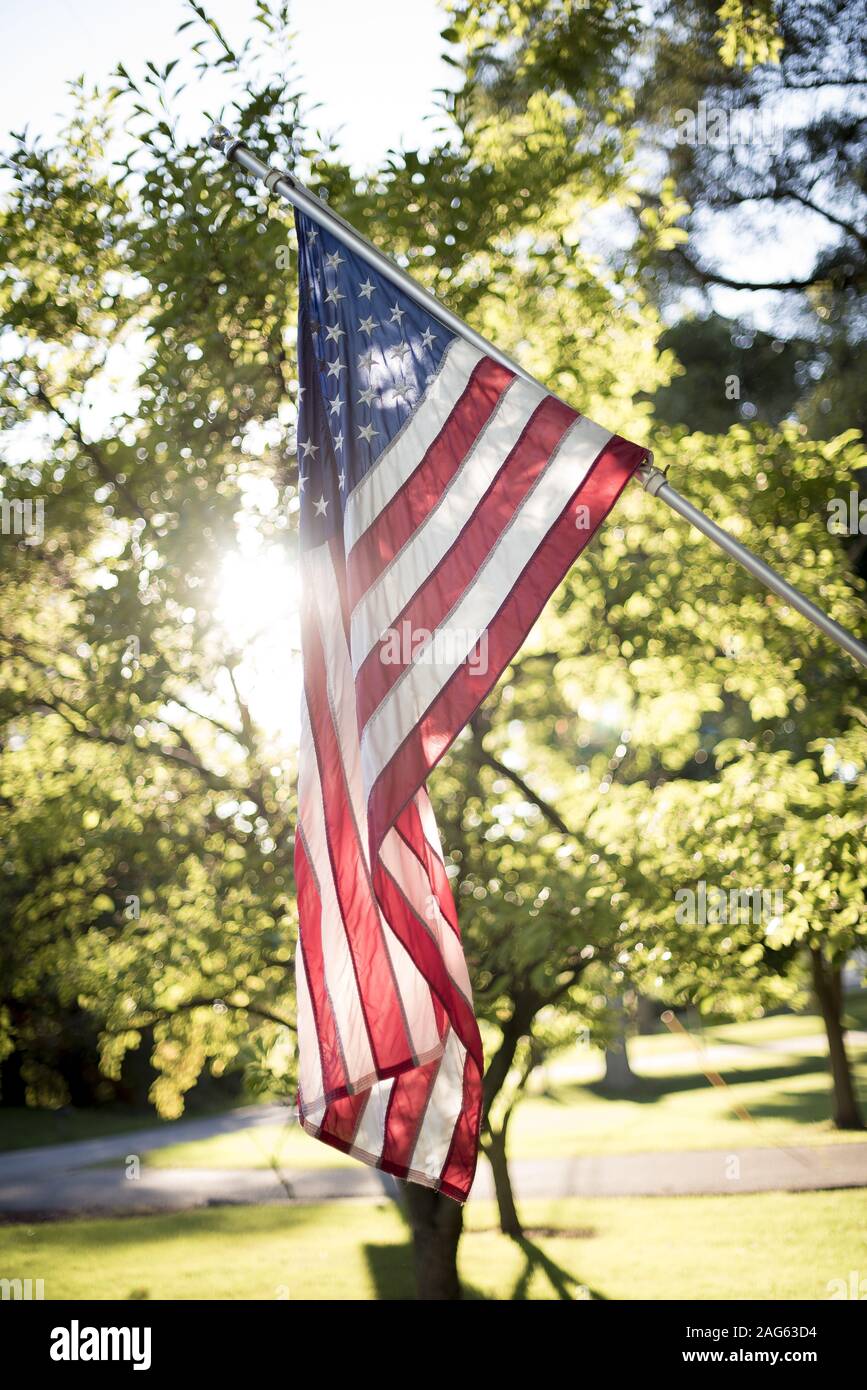 Vertical American Flag Waving