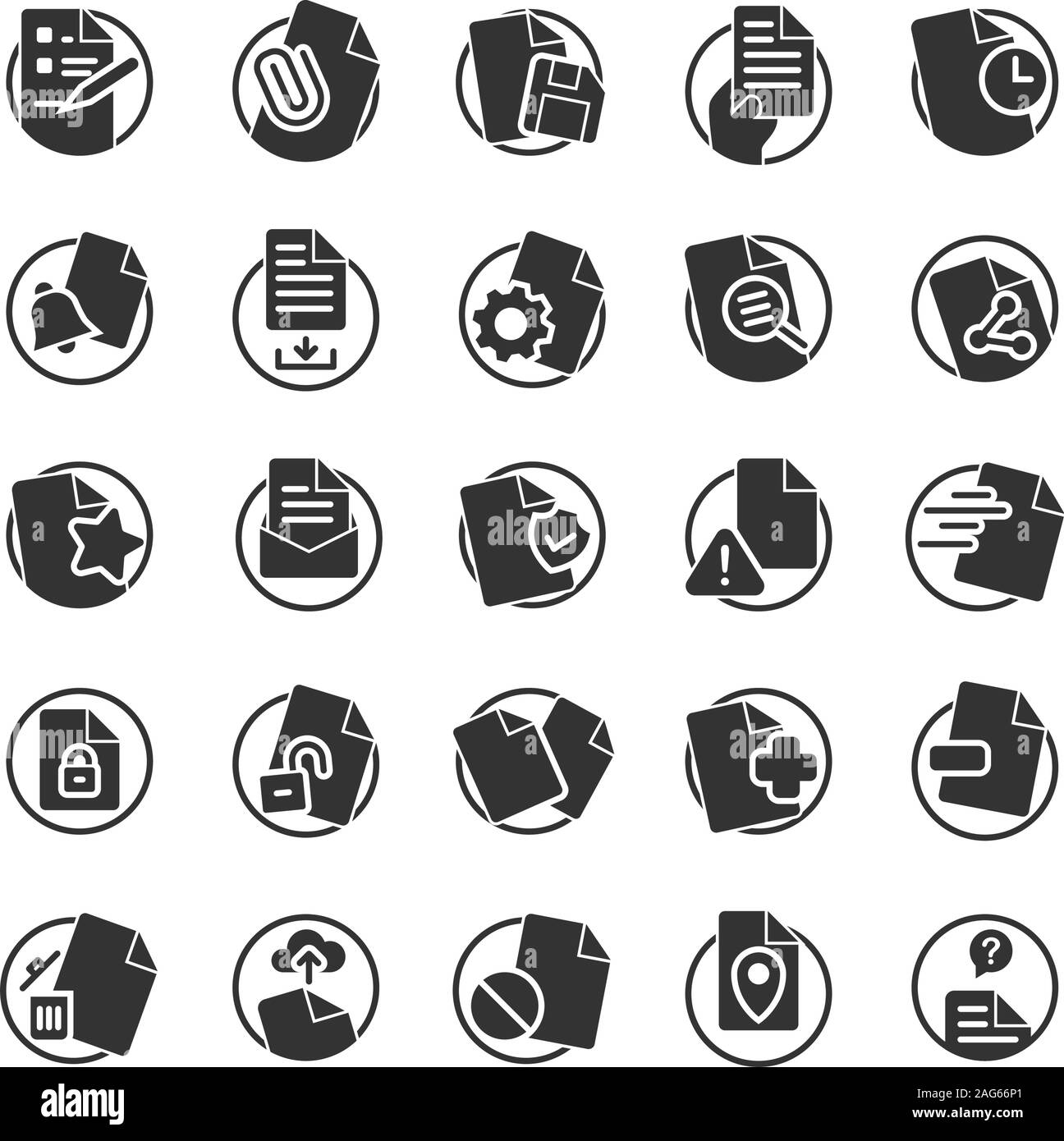 Document solid icon set. Vector and Illustration Stock Vector Image ...
