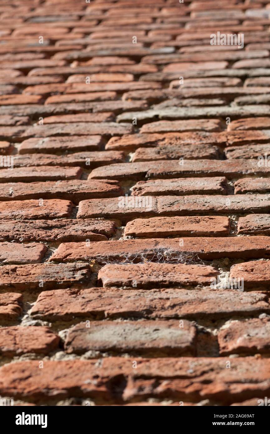 Angled upward detail shot of English Brick wall texture in a Flemish ...