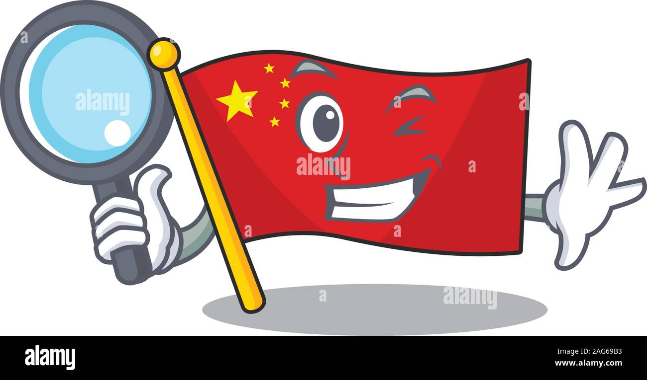 Smart flag china Scroll Detective cartoon character design Stock Vector ...