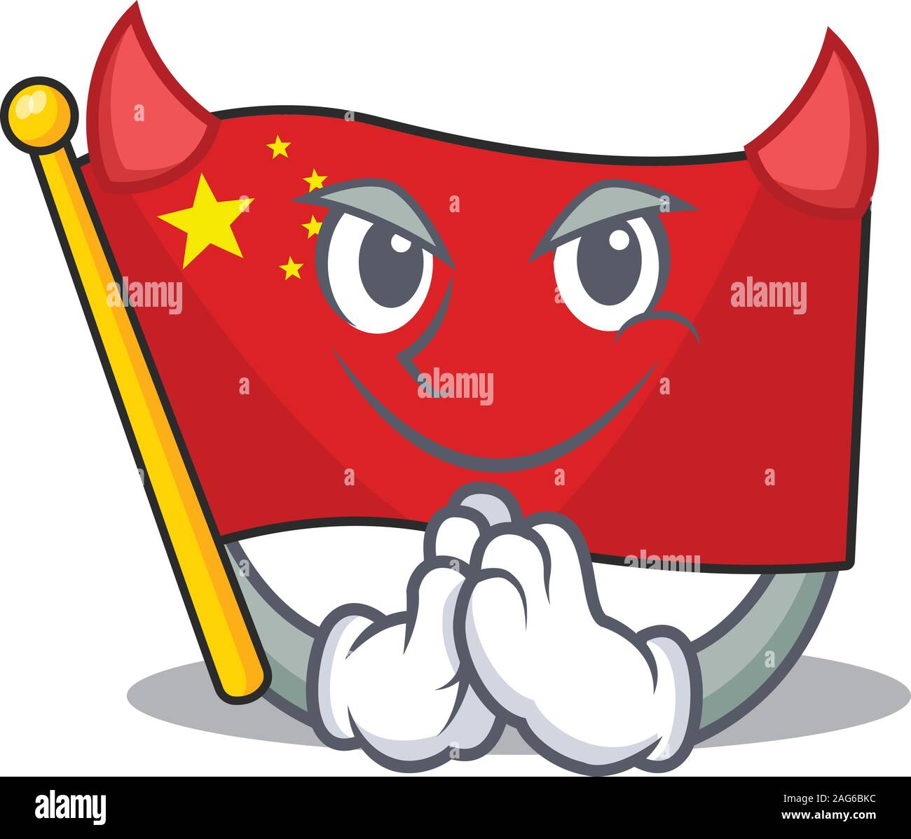 Devil Cartoon character of flag china Scroll design Stock Vector Image ...