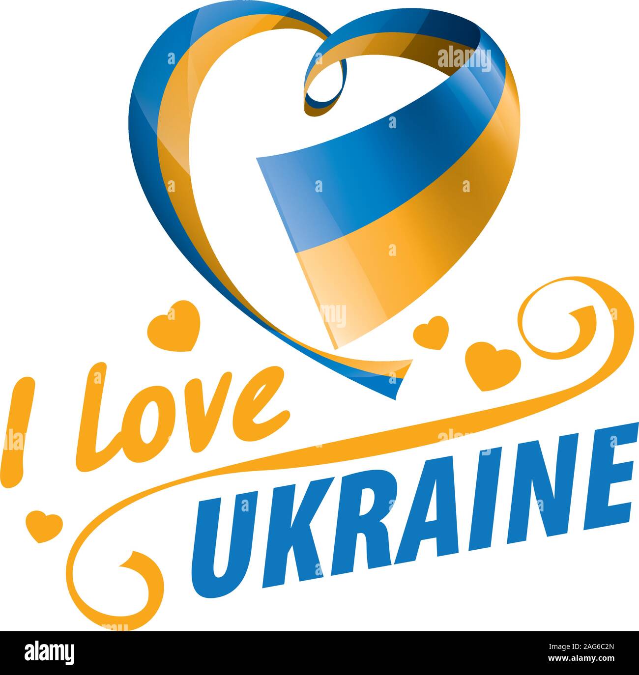 The national flag of the Ukraine and the inscription I love Ukraine ...