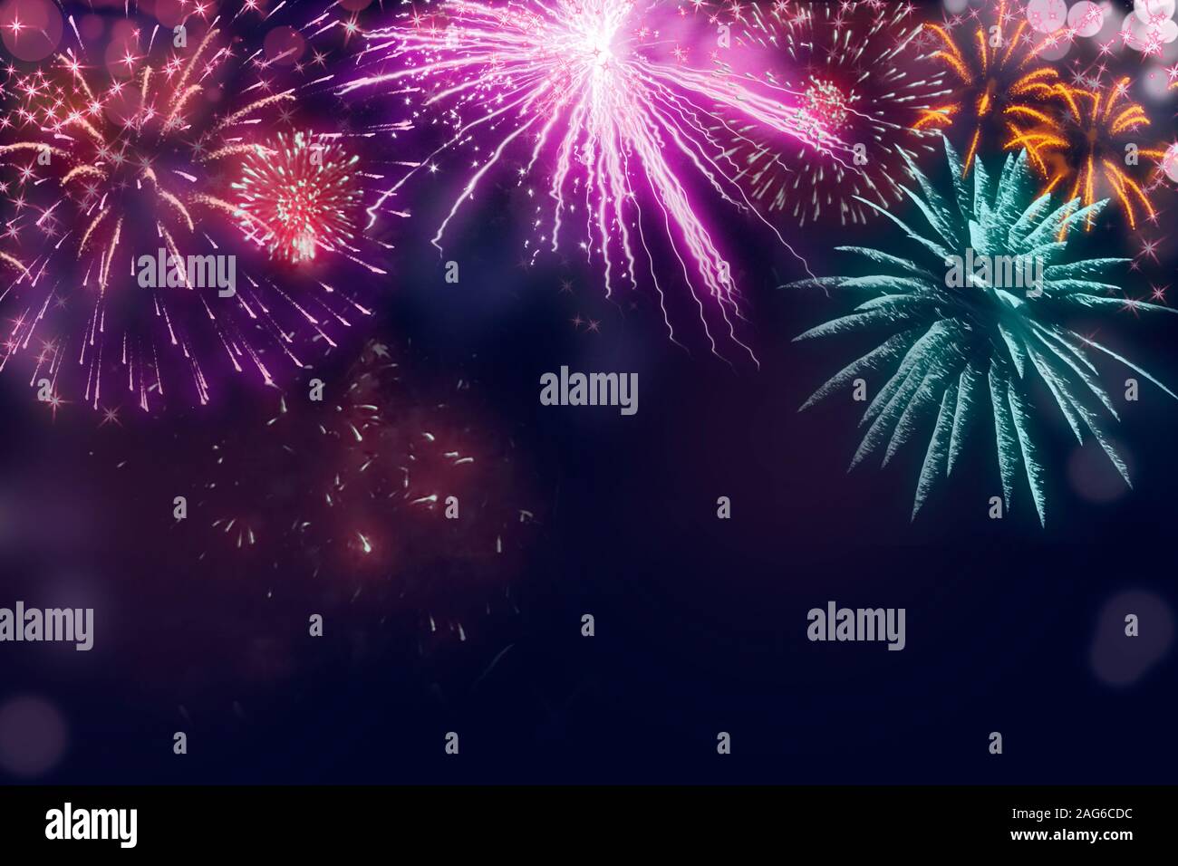 Holiday fireworks illustration; Abstract colored fireworks background ...