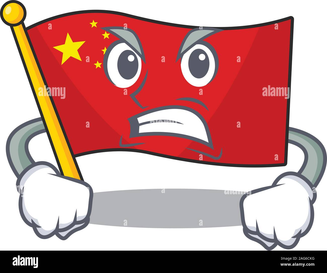 angry face flag china Scroll cartoon character design Stock Vector ...