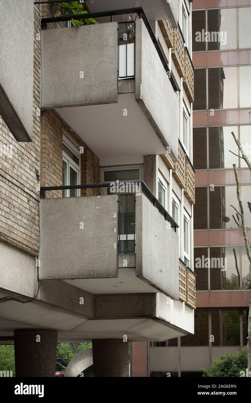 Window balconies at Stangate House high rise residential 1950s tower ...