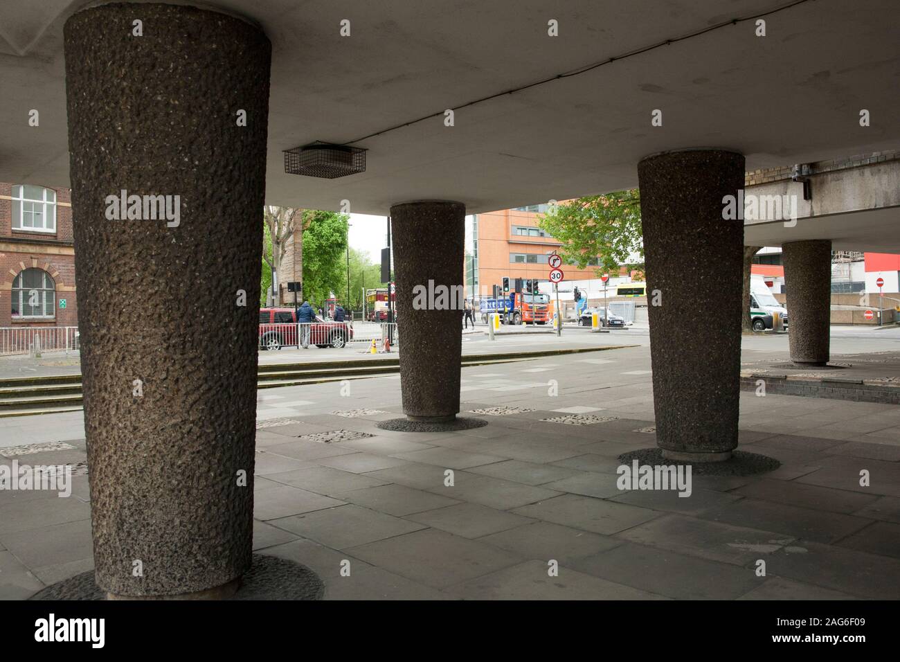 Concrete columns at Stangate House high rise residential 1950s tower ...