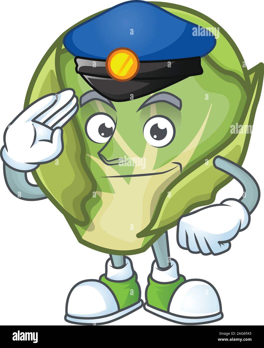 Brussels sprouts Cartoon in character a Police officer costume Stock ...