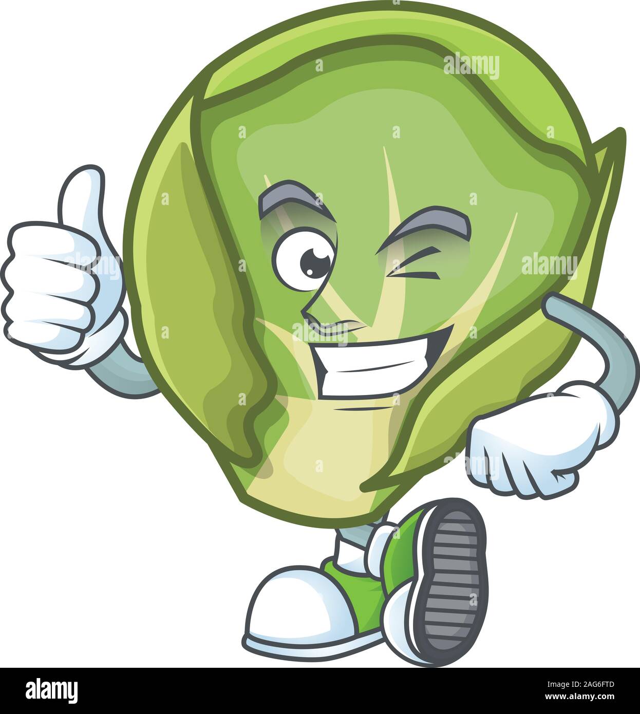 cartoon character of brussels sprouts making Thumbs up gesture Stock ...