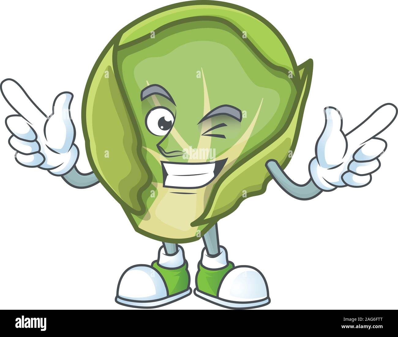 Funny brussels sprouts cartoon character style with Wink eye Stock ...