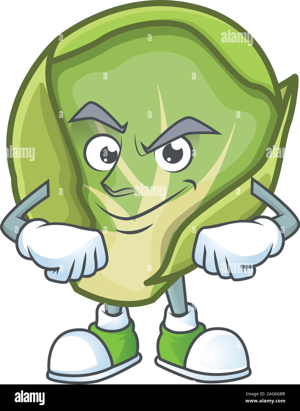 Brussels sprouts mascot cartoon character style with Smirking face ...