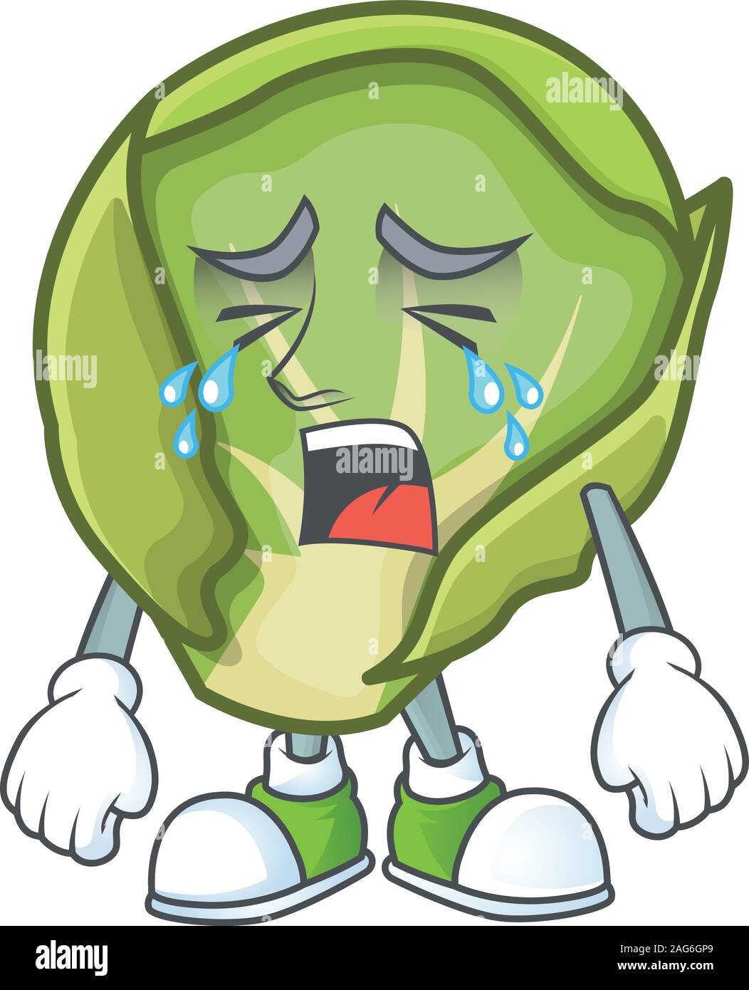 Sad Crying gesture brussels sprouts cartoon character style Stock ...