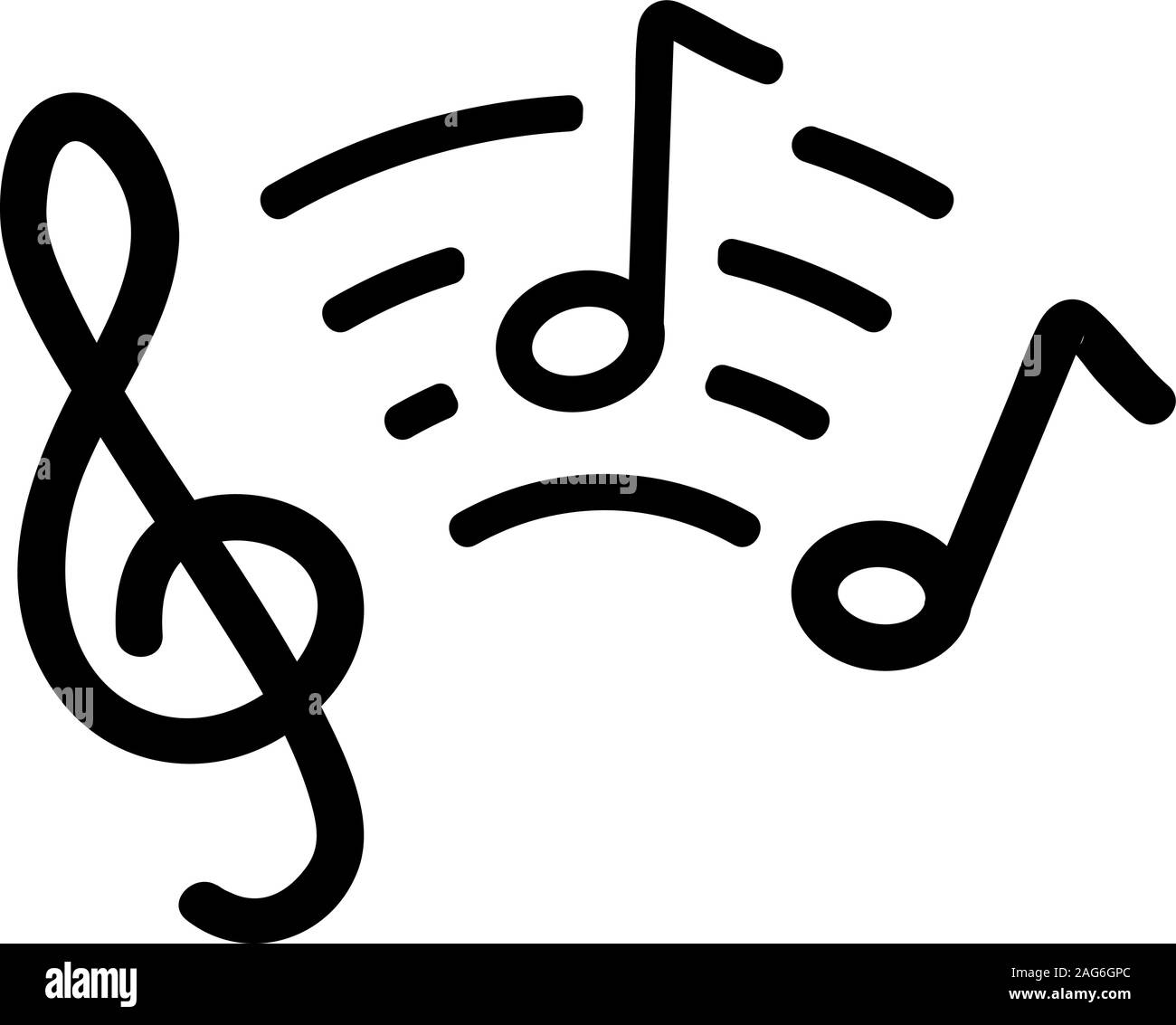 Musical key and icon icon notes vector. Isolated contour symbol ...